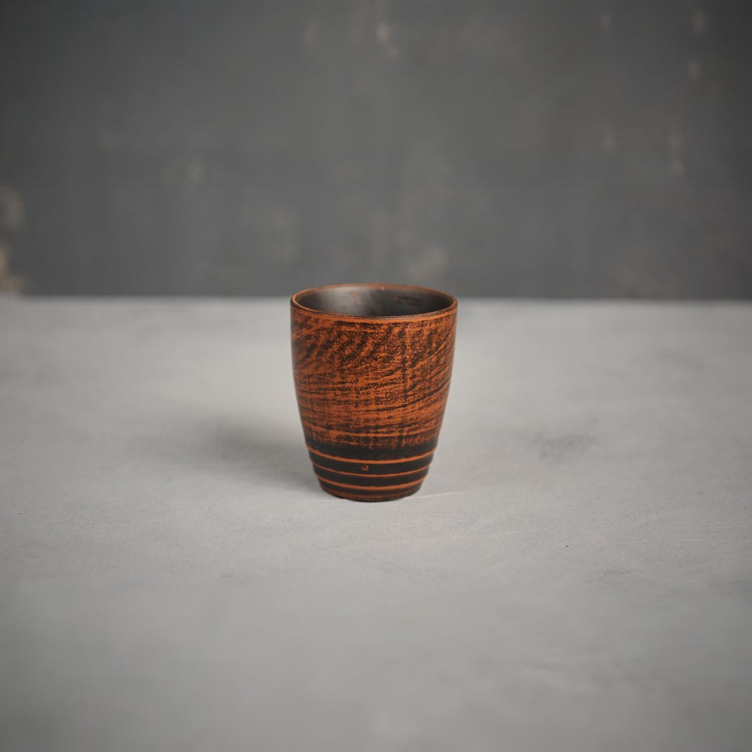 Handmade Rustic Clay Tumbler – Natural Brown Ceramic Cup, Artisan ...