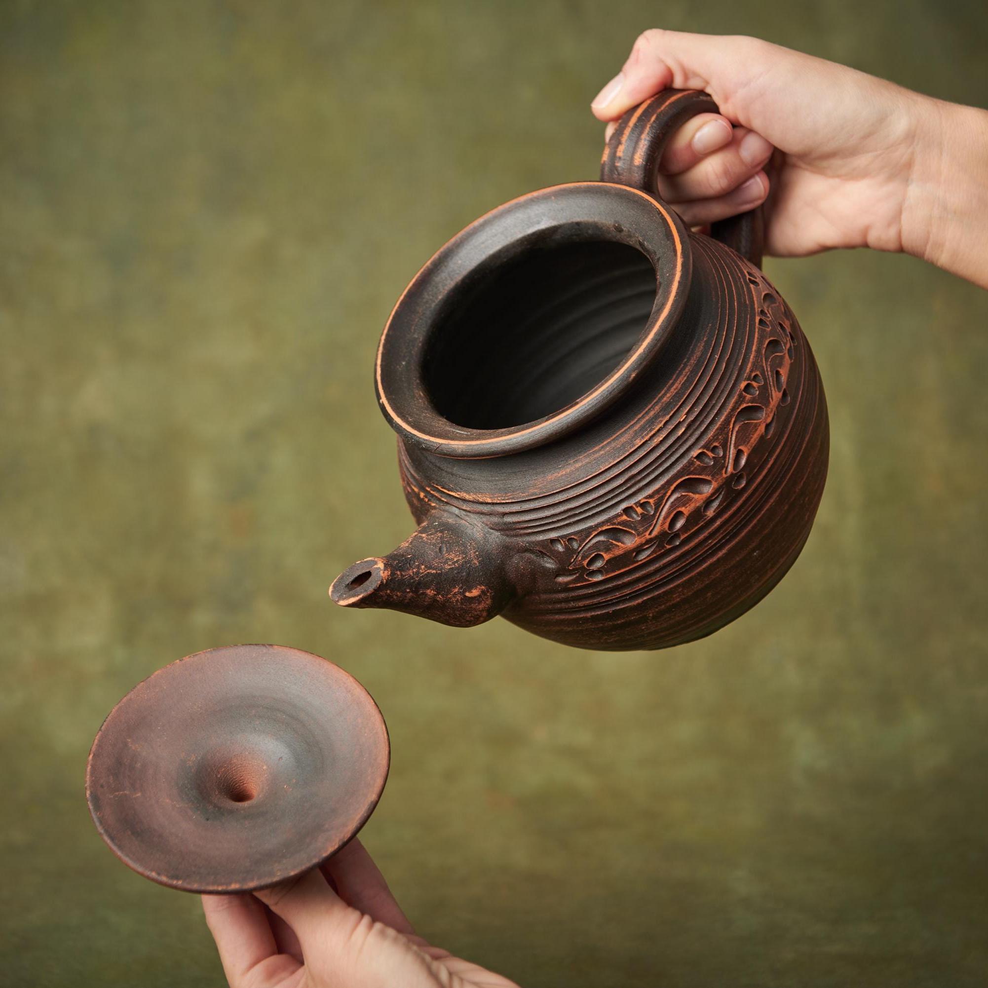 Engraved Ceramic Teapot & Tumbler – Handmade Clay Tea Ceremony Set - Etsy