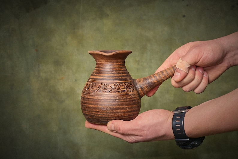 Handmade Red Clay Cezve – Turkish Coffee Pot, Eco-friendly Pottery - Etsy