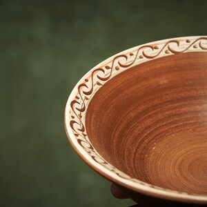 Handmade Clay Bowl Rustic Ceramic Dish Soup Plate Hand Engraved ...