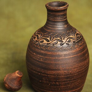 Handmade Red Clay Bottle Vessel Jug for Wine Water Juice Milk Vodka ...