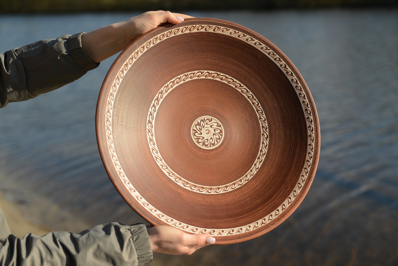 Big Ceramic Plate 16.5 Inch Red Clay Brown Dish for Fruit - Etsy