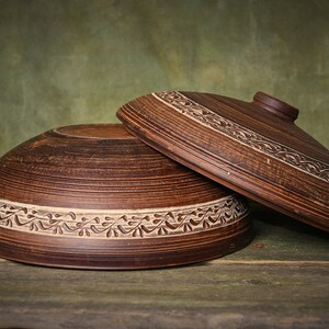 Big Cooking Pot Ceramic Baking Dish With Lid Clay Saucepan Handmade ...