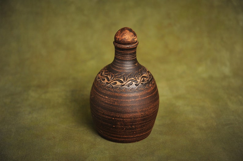 Handmade Red Clay Bottle: Rustic Vessel Jug (1000 Ml) - Etsy