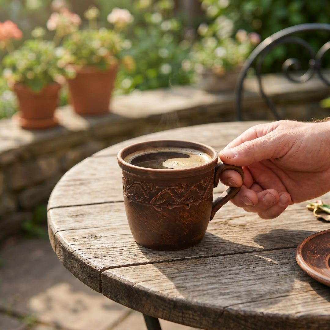 Tea Cup With Handle: Red Clay Mug, Terra Cotta Cup for Coffee (350 Ml ...