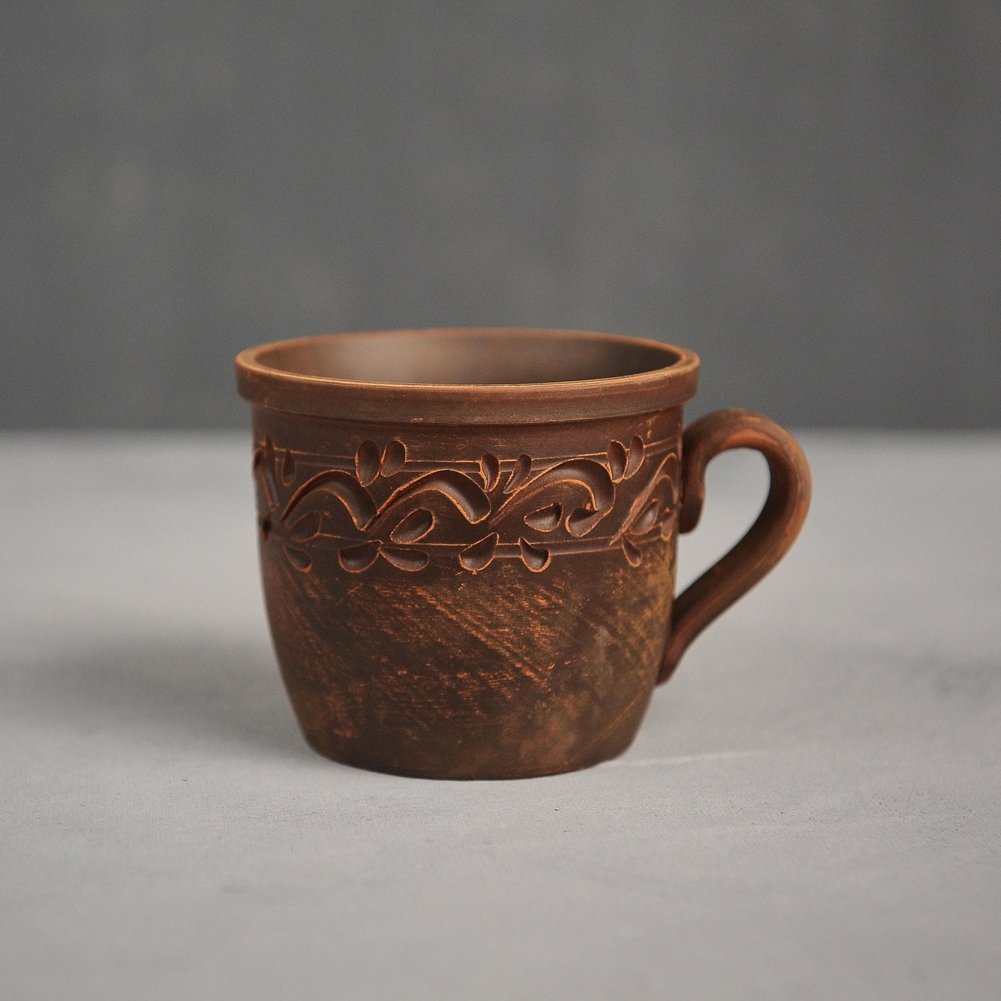 Clay Teapot Set: Rustic Teapot With Tea Cups, Terracotta Ceramic ...