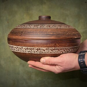 Big Cooking Pot Ceramic Baking Dish With Lid Clay Saucepan Handmade ...