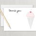 Ice Cream Thank You Card - Ice Cream Birthday Party - Ice Cream Cone ...