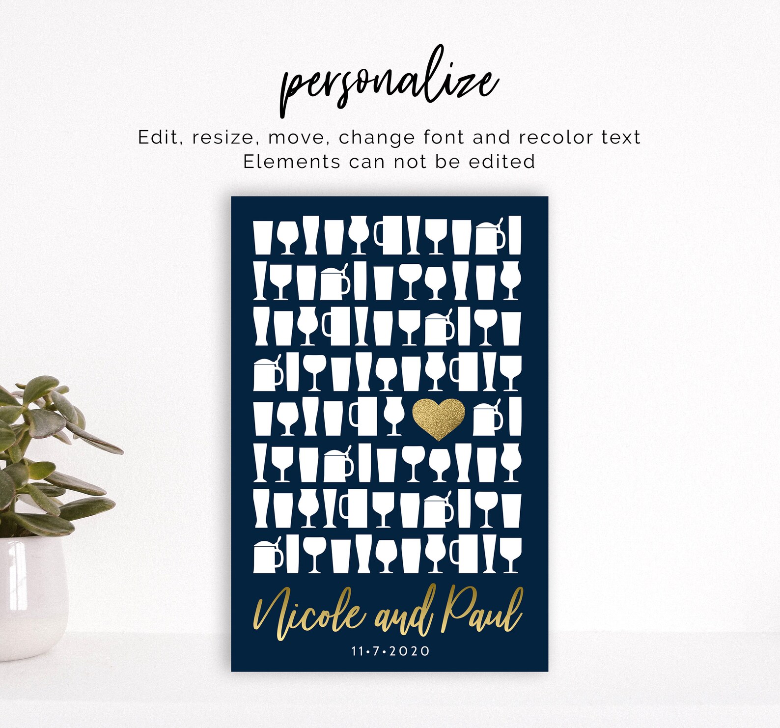 Beer Glass Guest Book Poster - Weddings, Parties, Retirements - Instant ...