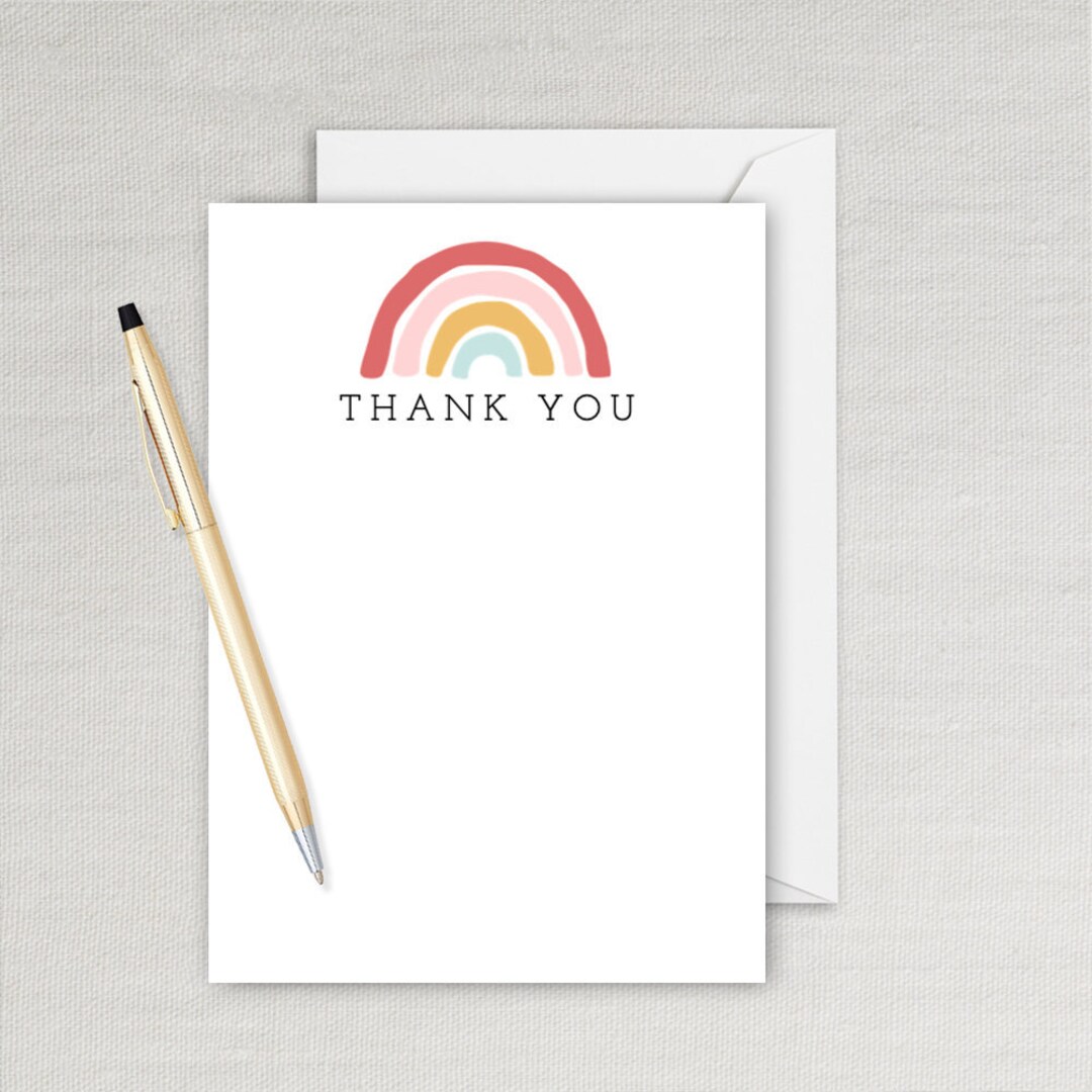 Rainbow Thank You Card - Kids Birthday Invite Thank You Note - Digital ...