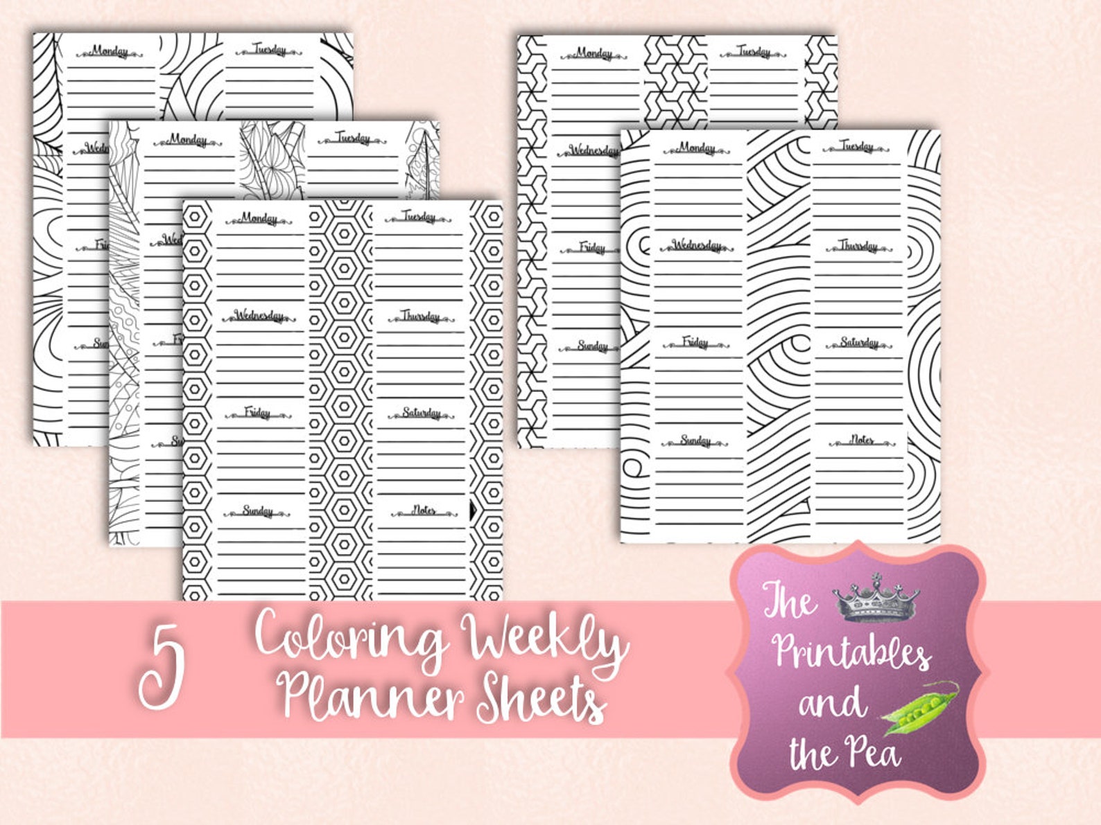 Coloring Weekly Planner Sheets - Etsy