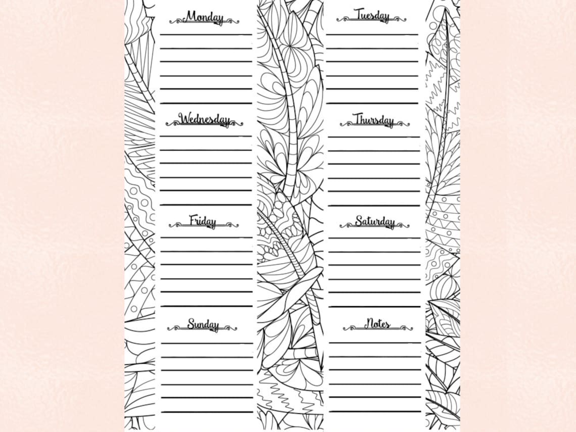 Coloring Weekly Planner Sheets - Etsy