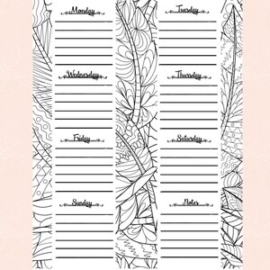Coloring Weekly Planner Sheets - Etsy