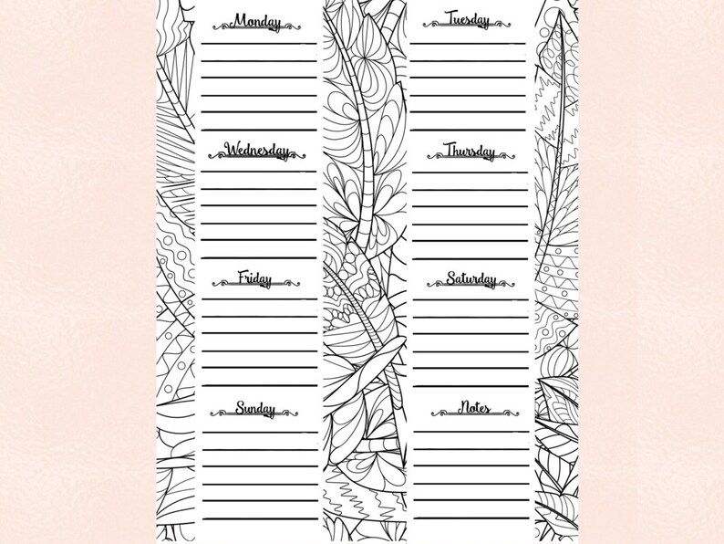 Coloring Weekly Planner Sheets - Etsy