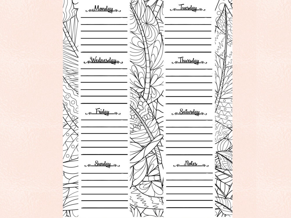 Coloring Weekly Planner Sheets - Etsy