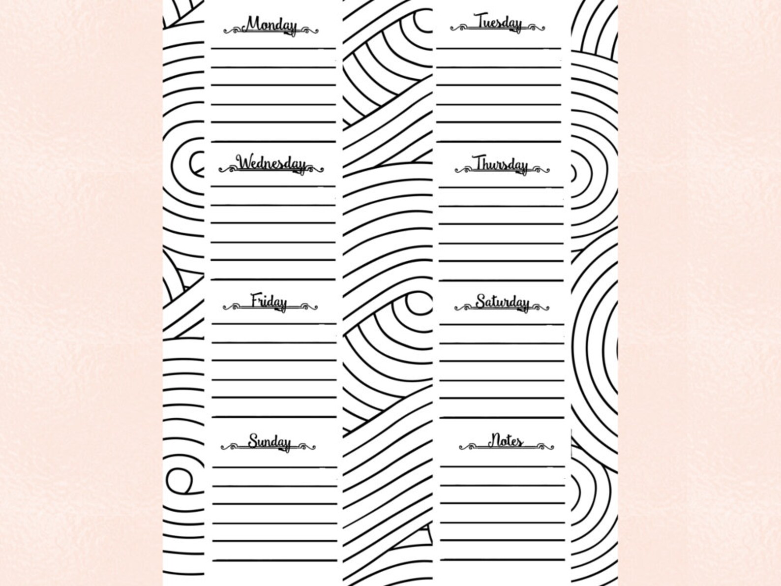 Coloring Weekly Planner Sheets - Etsy