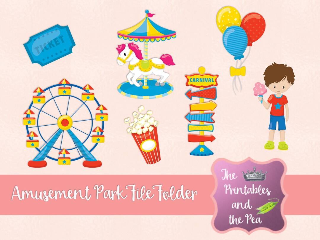 Amusement Park Matching File Folder - Etsy