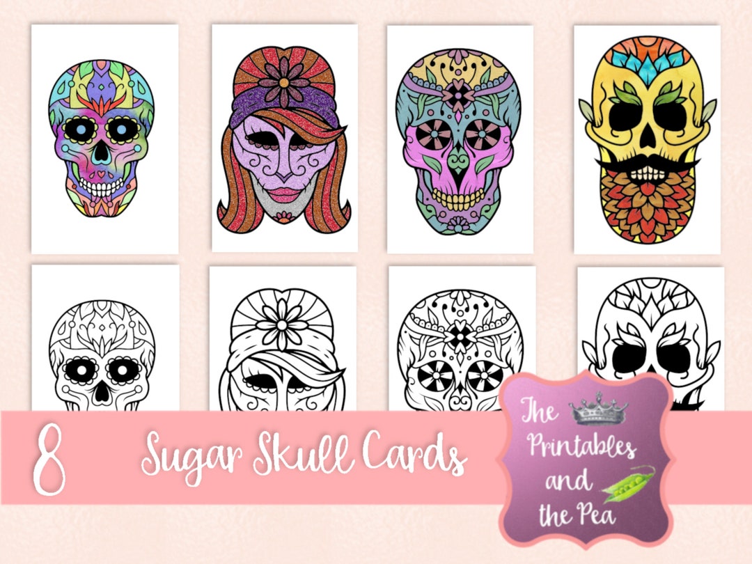 Printable Sugar Skull Cards - Etsy