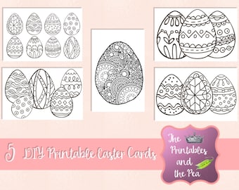 Easter Coloring Cards 10 Pack // Printable Greeting Cards, Easter Cards ...