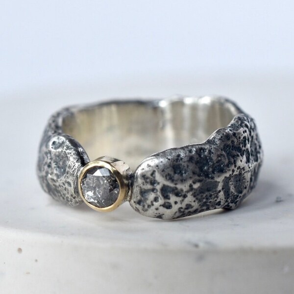 Rustic Diamond Ring - Etsy