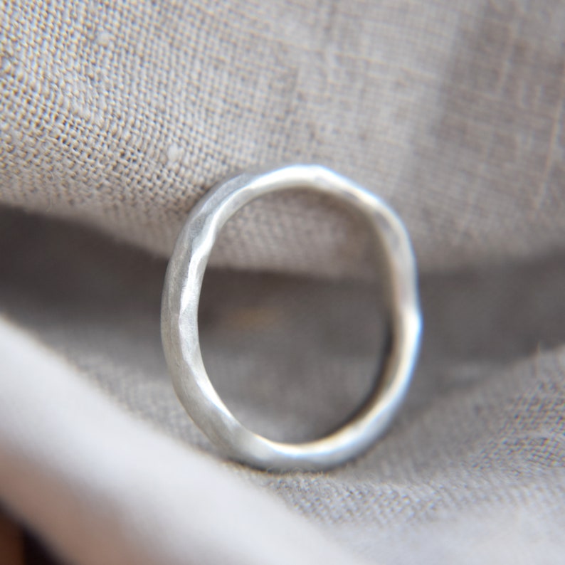 Organic Matt Textured Silver Unisex Wedding Ring - Etsy