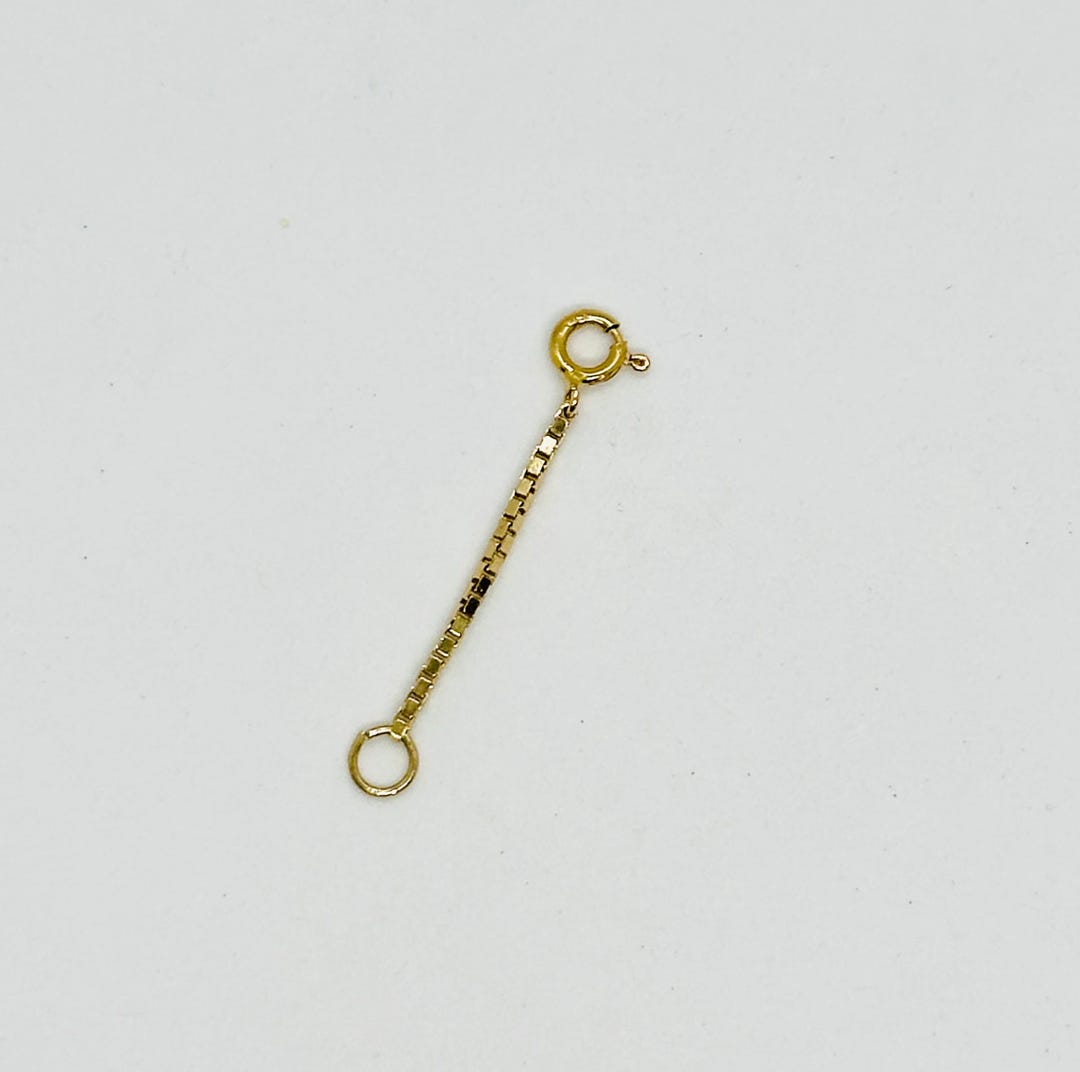 14K Gold Chain Extender With Spring Ring Clasp, Solid Gold 0.9mm Box ...