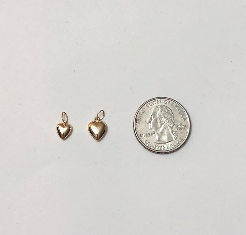 14KT Gold Mini Heart Charm Yellow Gold Puffed Heart Charm - Etsy