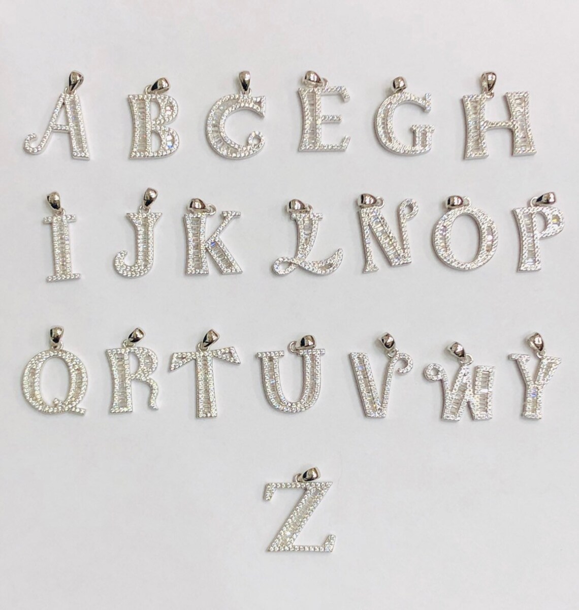 925 Sterling Silver Initial Necklace Large Initial Pendant | Etsy