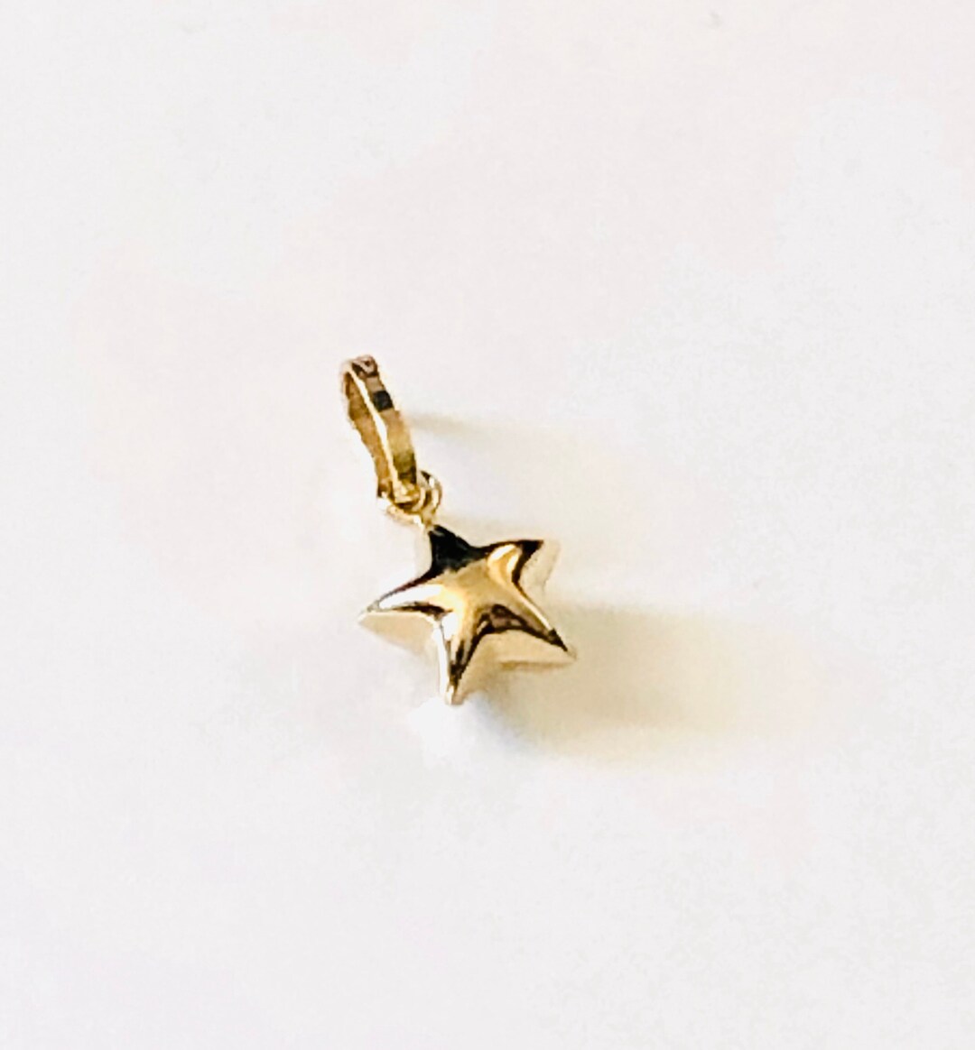 14K Yellow Gold Star Charm, Mini Puffed Star Charm, Real Gold Petite ...