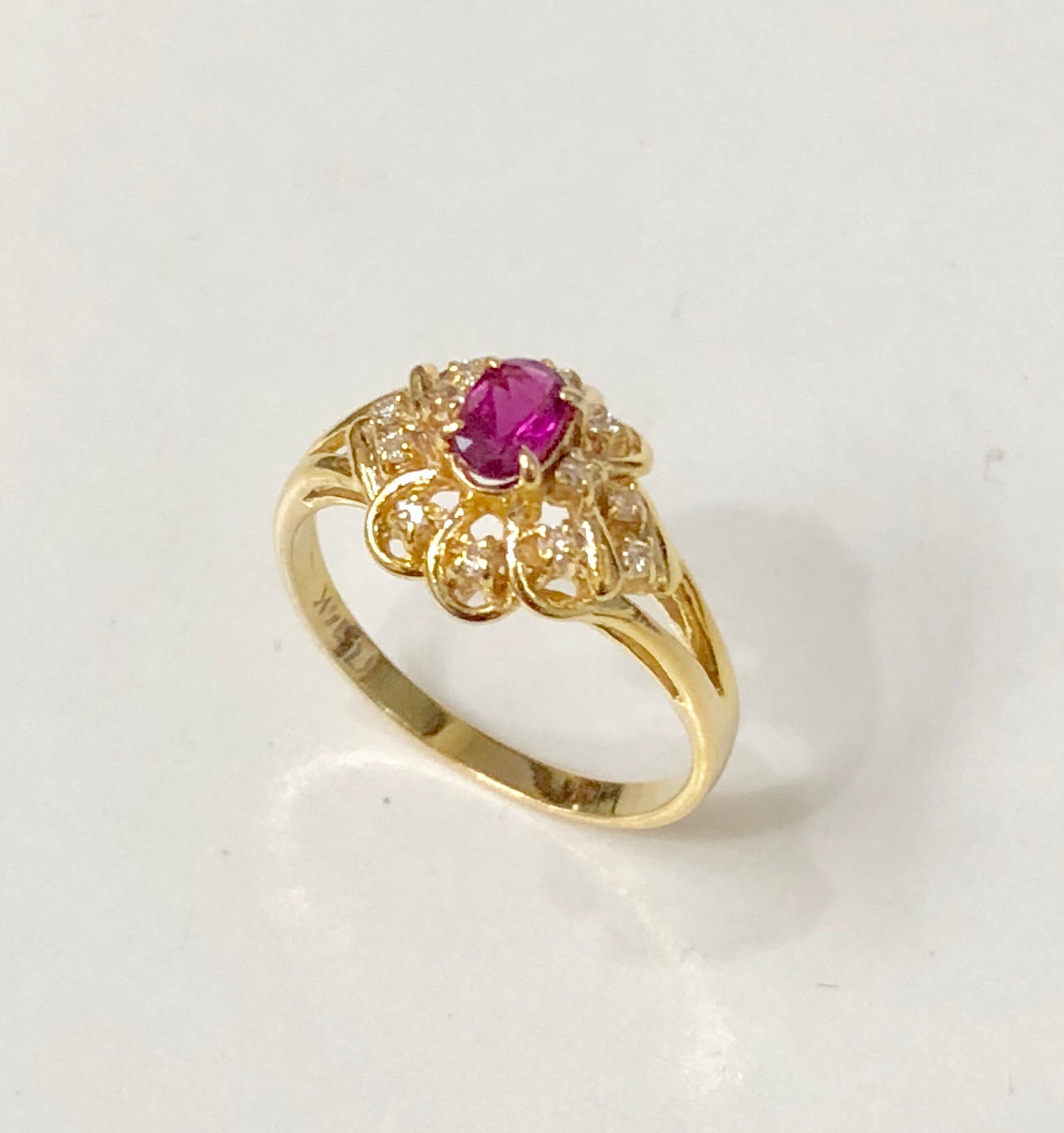 Vintage Gold Ruby Ring Solid 14K Yellow Gold Genuine Ruby and - Etsy