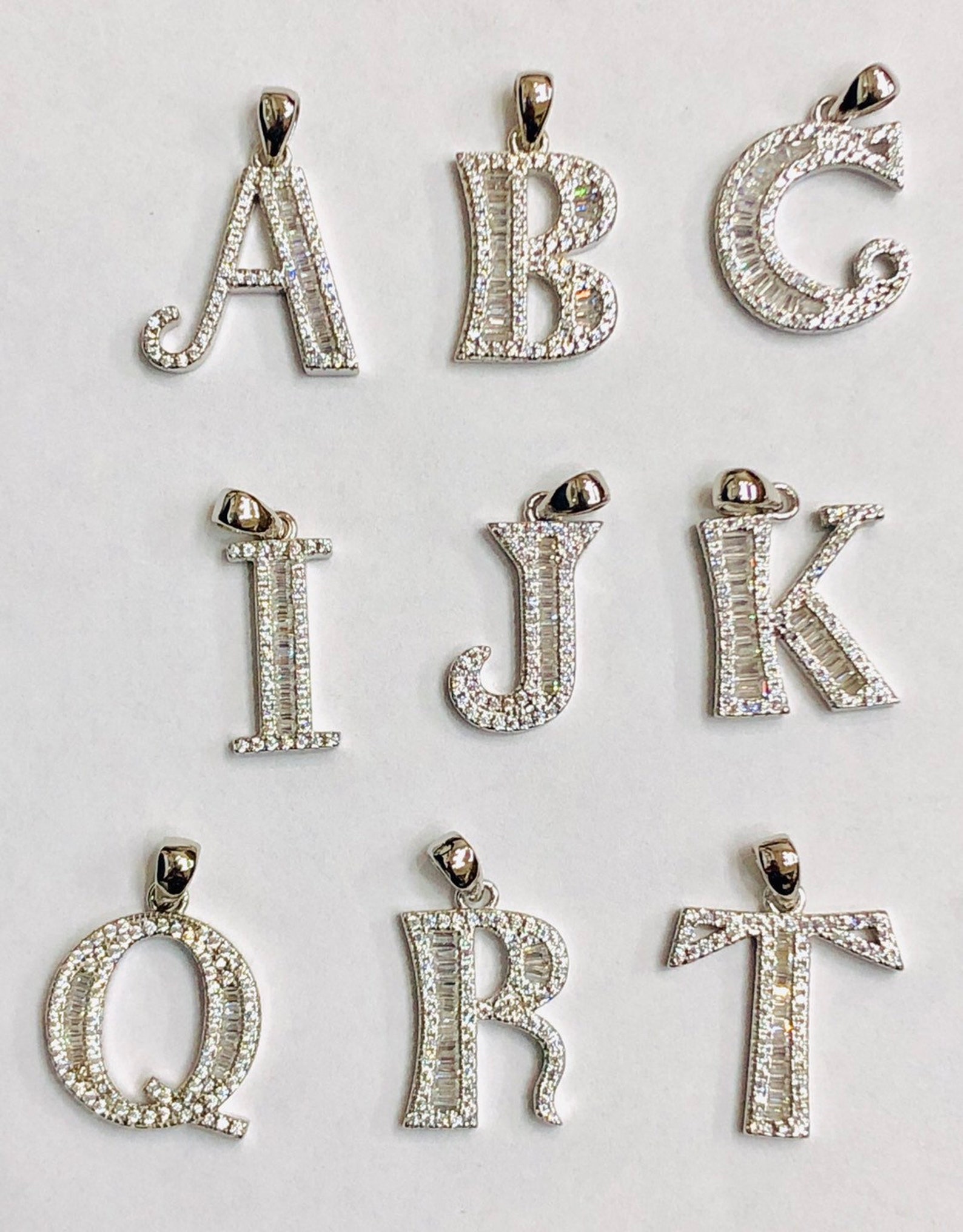 925 Sterling Silver Initial Necklace Large Initial Pendant | Etsy