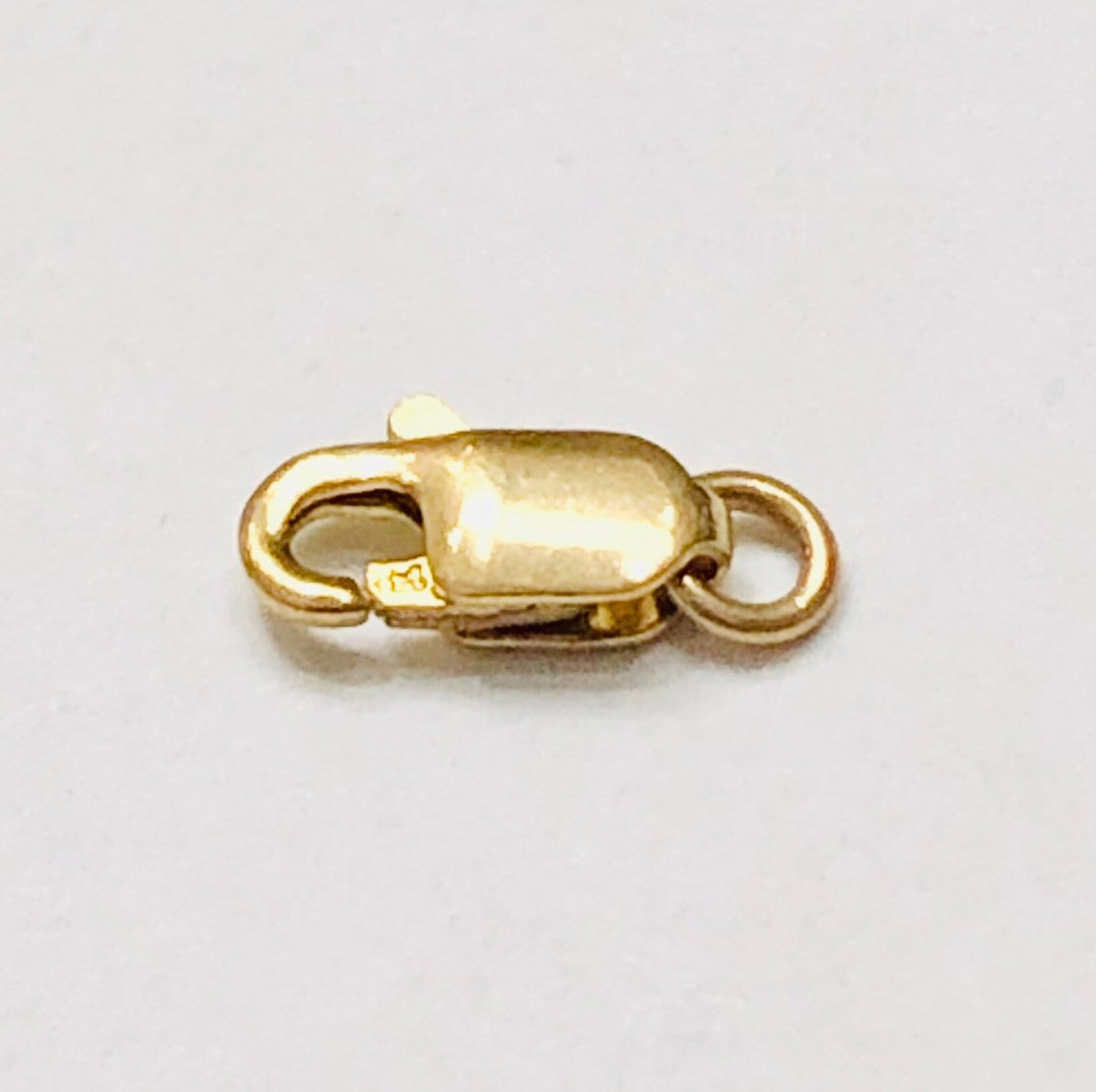 Solid 14K Yellow Gold Lobster Clasp With Open Jump Ring, 7mm Tiny ...