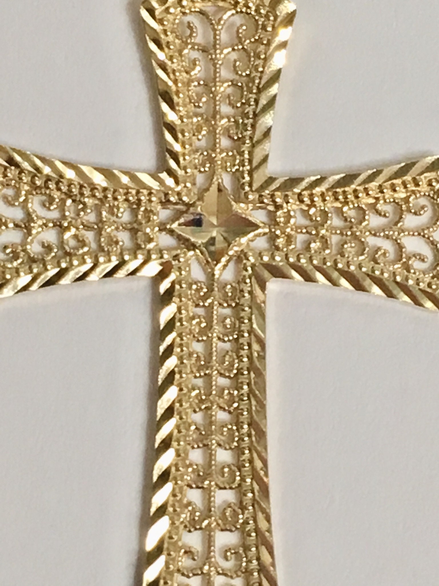 Solid 14KT Yellow Gold Filigree Cross Pendant 1.5 Cross - Etsy