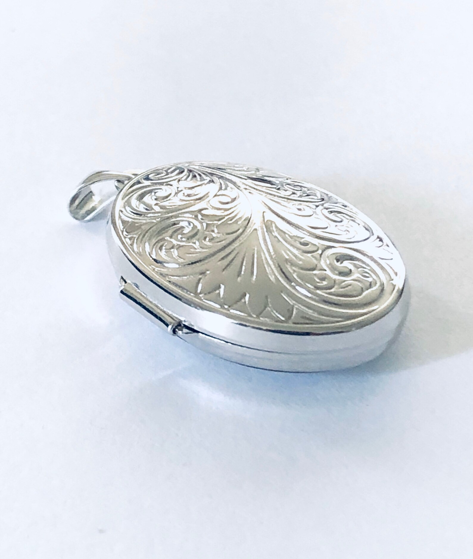 Sterling Silver 925 Scroll Oval Locket 1 5/16 x 3/4 Oval | Etsy