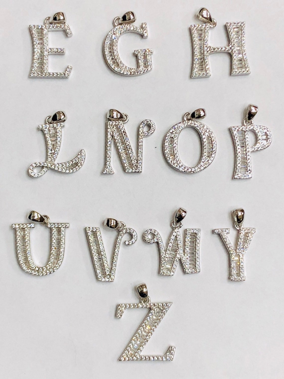 925 Sterling Silver Initial Necklace Large Initial Pendant | Etsy