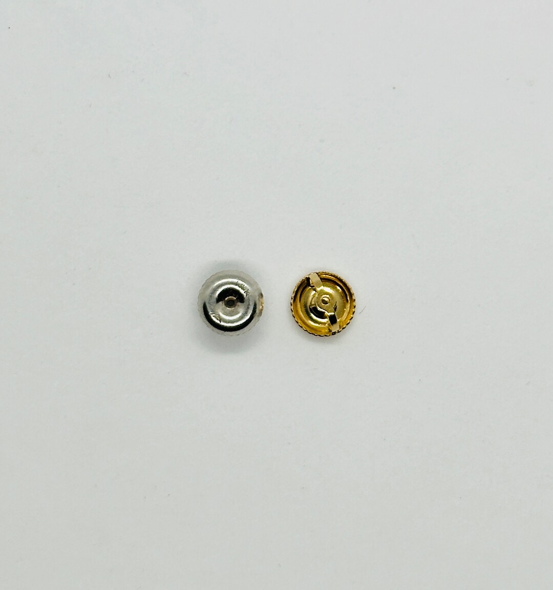 1 PIECE 14K Solid Gold Threaded Earring Backs, 6.3mm Pad Earring Back ...