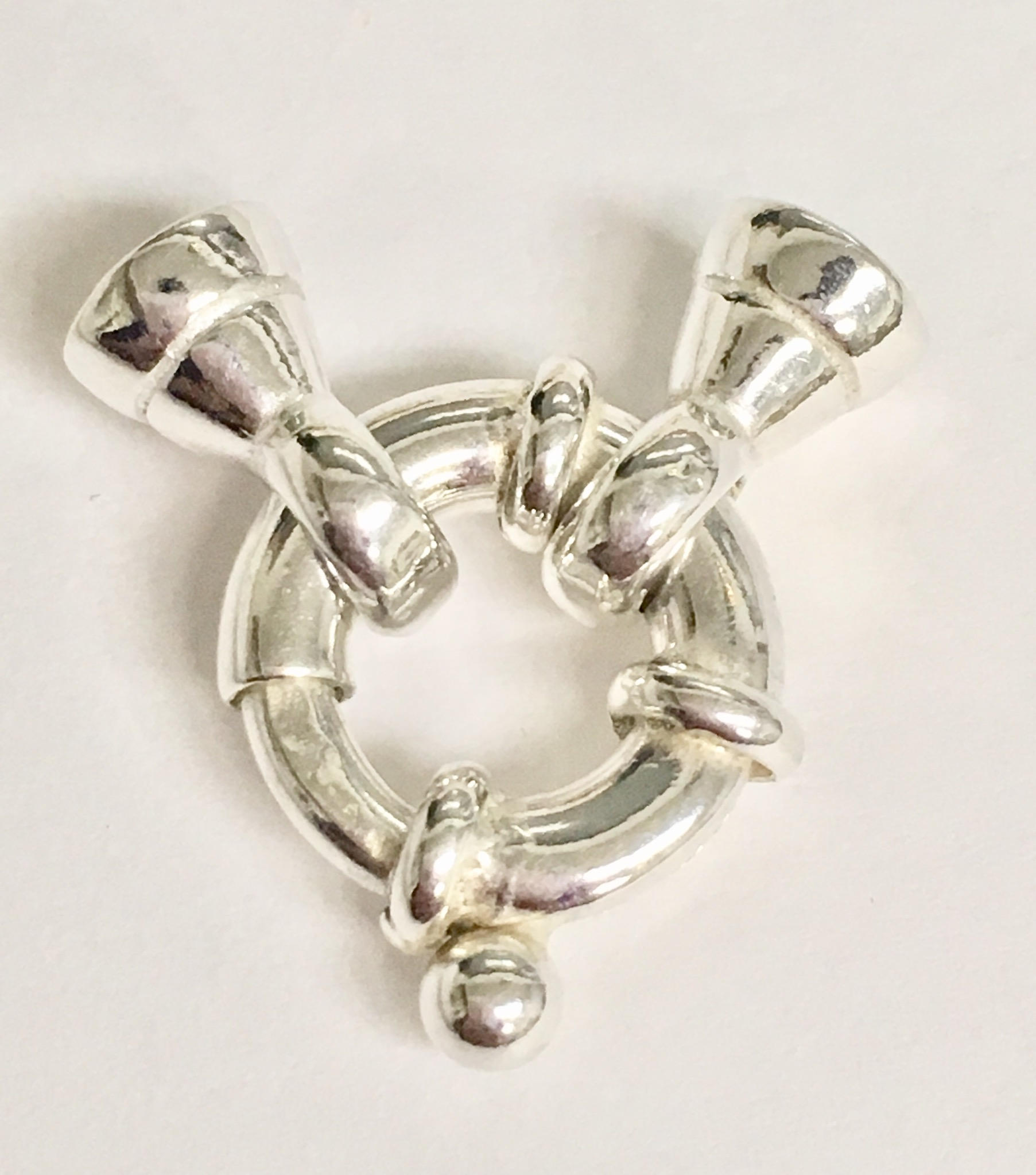 925 Large Sterling Silver Spring Ring Clasp With End Cap for One Strand ...