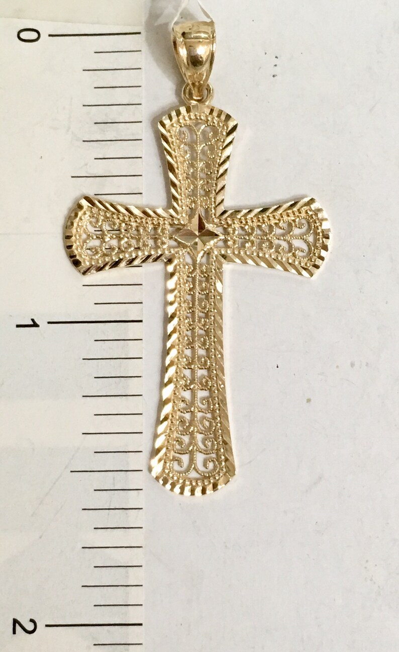 Solid 14KT Yellow Gold Filigree Cross Pendant 1.5 Cross - Etsy