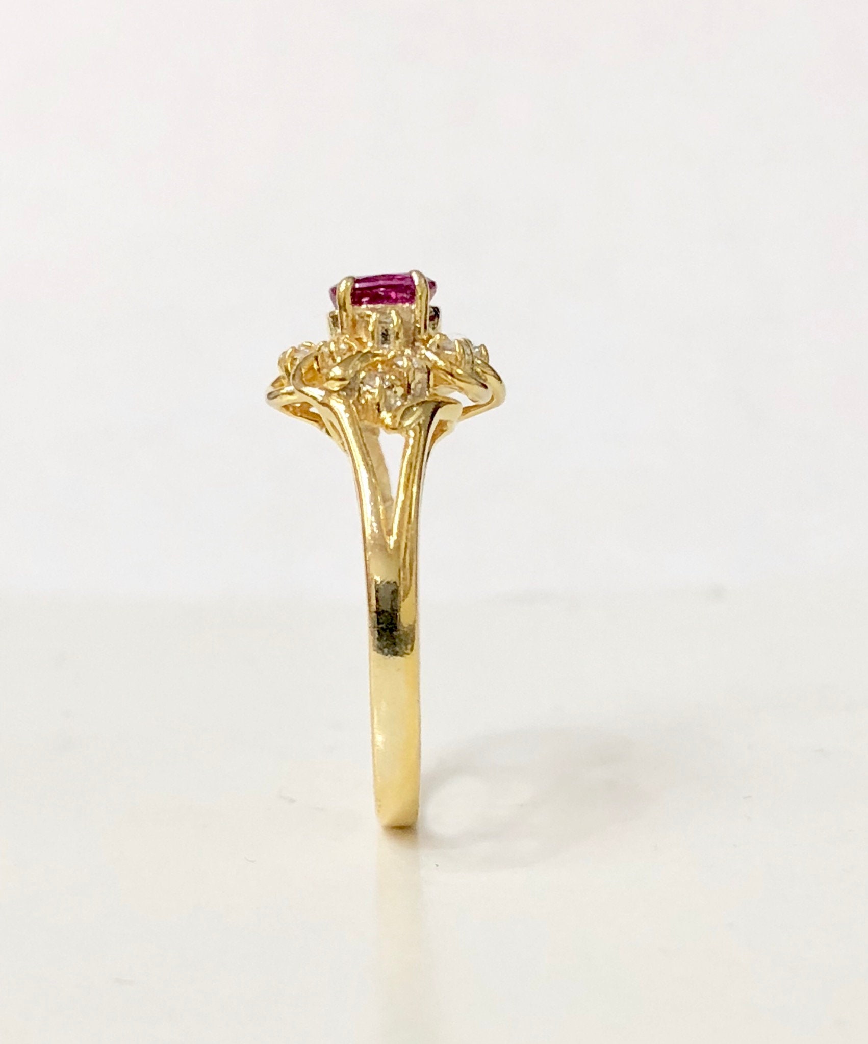 Vintage Gold Ruby Ring Solid 14K Yellow Gold Genuine Ruby and - Etsy