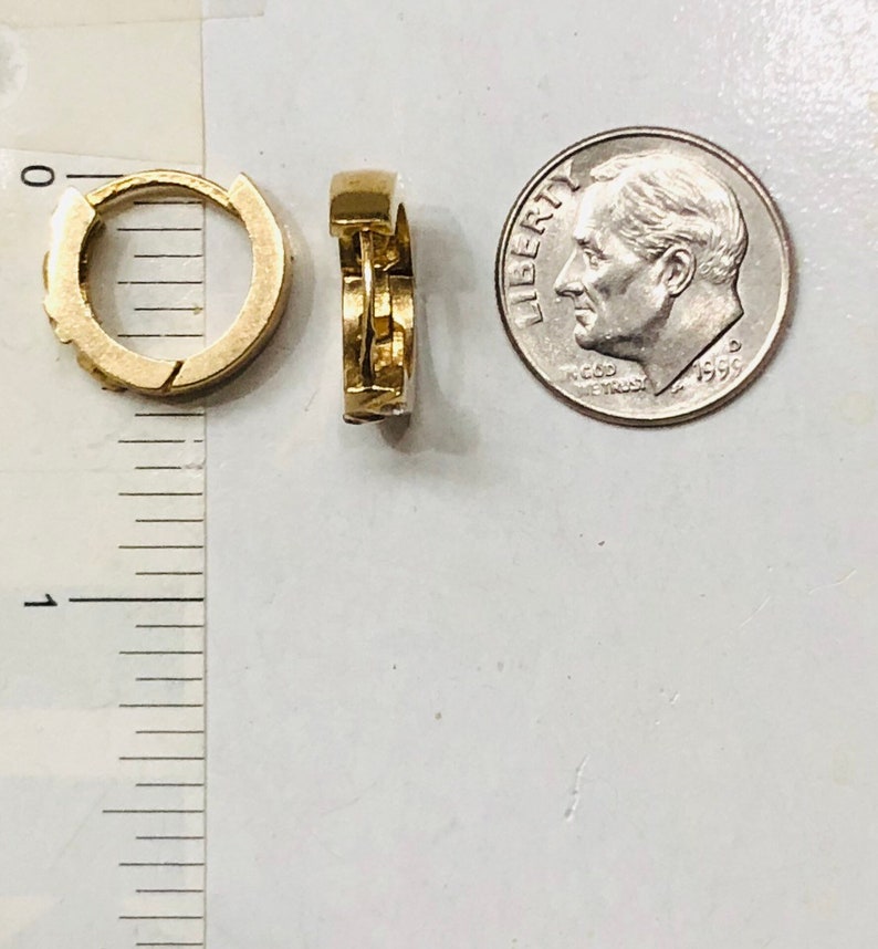 Vintage Solid 14KT Yellow Gold Small Huggie Fat Earrings With | Etsy