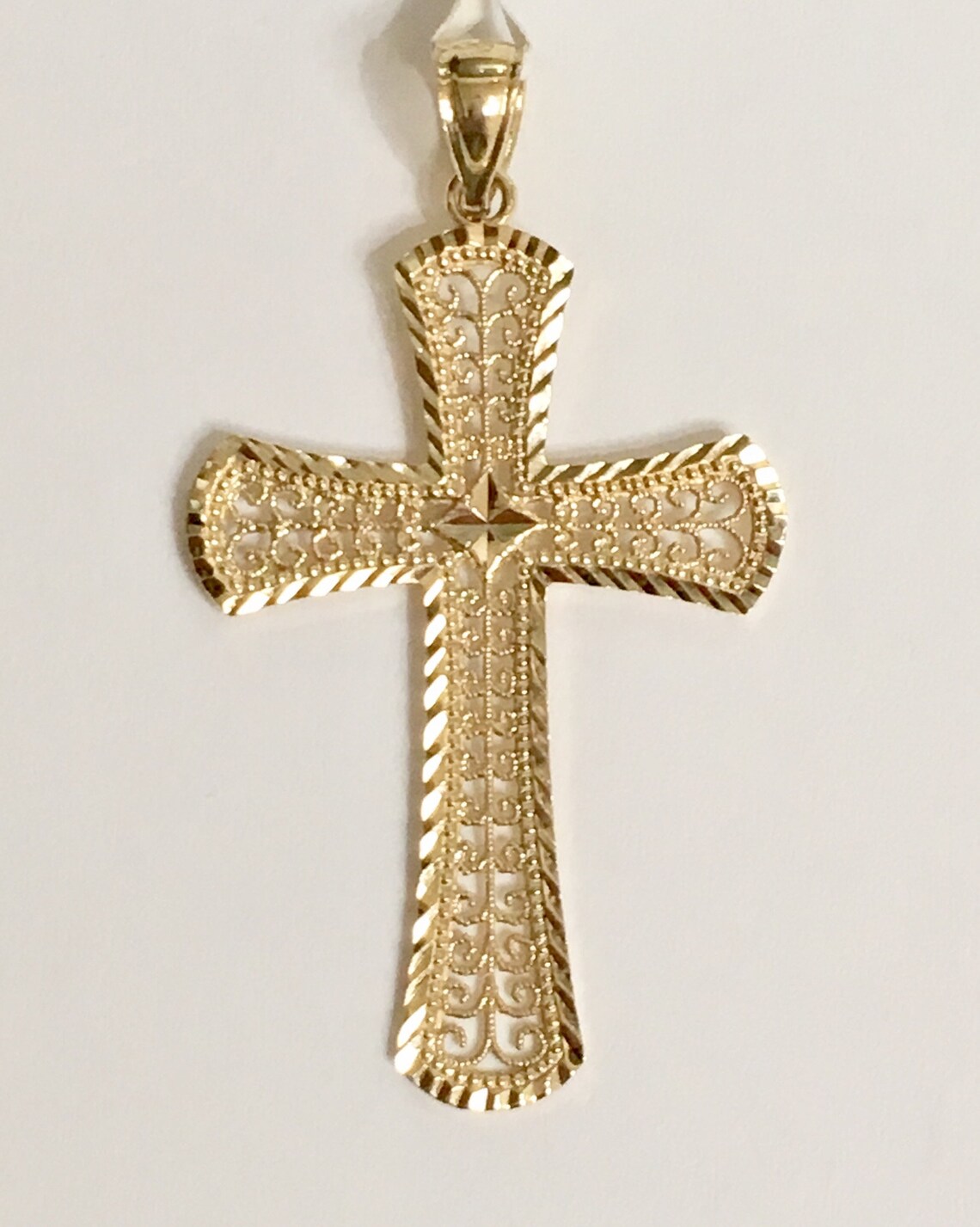 Solid 14KT Yellow Gold Filigree Cross Pendant 1.5 Cross - Etsy