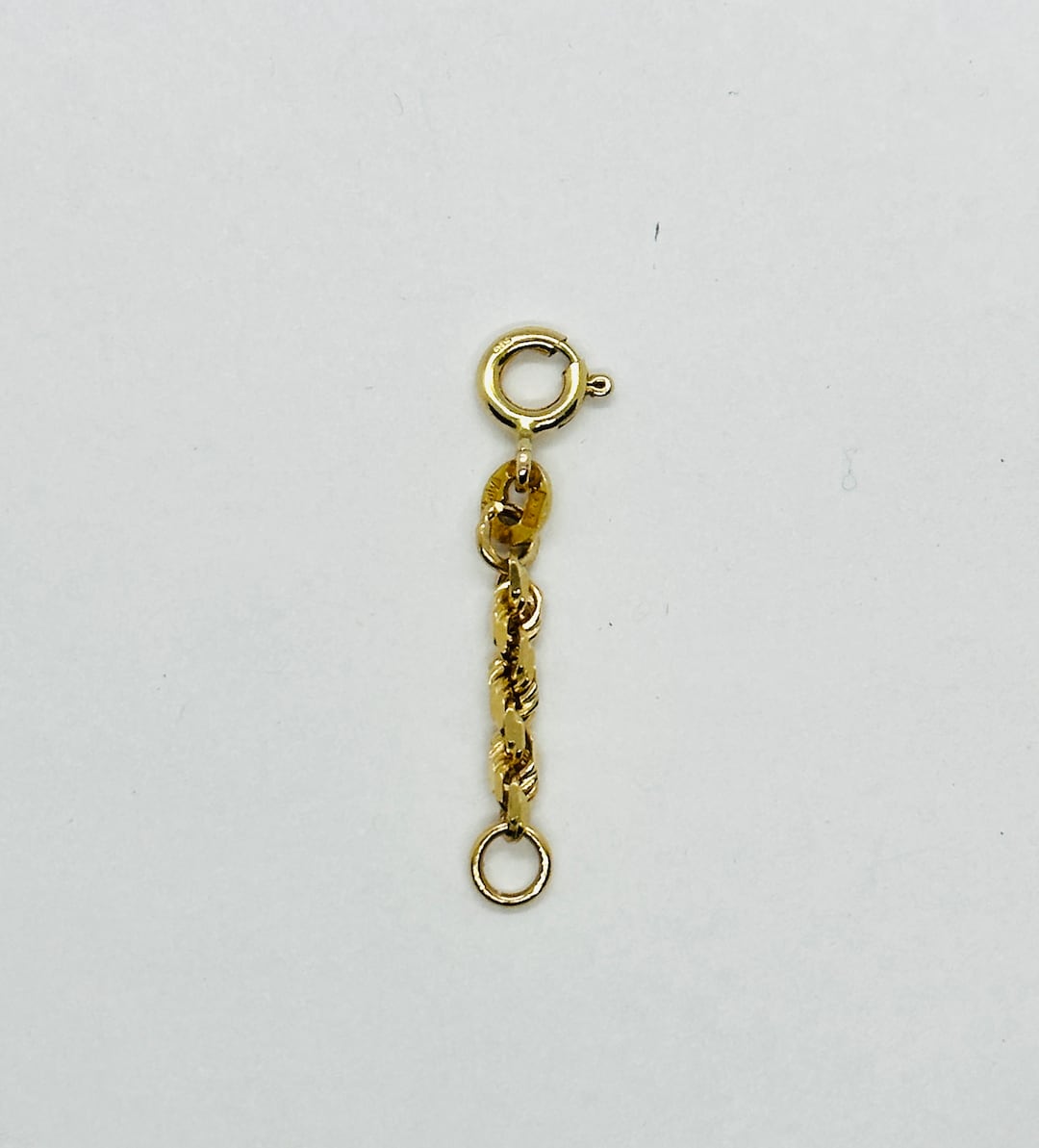 14K Yellow Gold 2.5mm Rope Chain Extender With Spring Ring Clasp, 1 ...