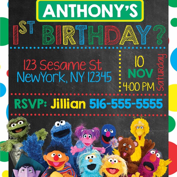 Sesame Street 1st Birthday Invitation - Etsy Australia