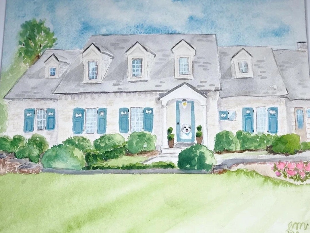 Watercolor Home Portrait, Custom Home Portrait, Watercolor Home ...