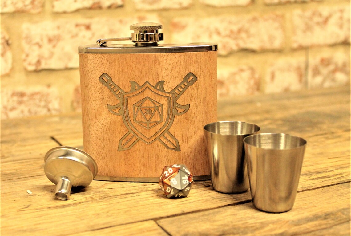 DND Engraved Hip Flask Choice of Colours & Designs Table | Etsy