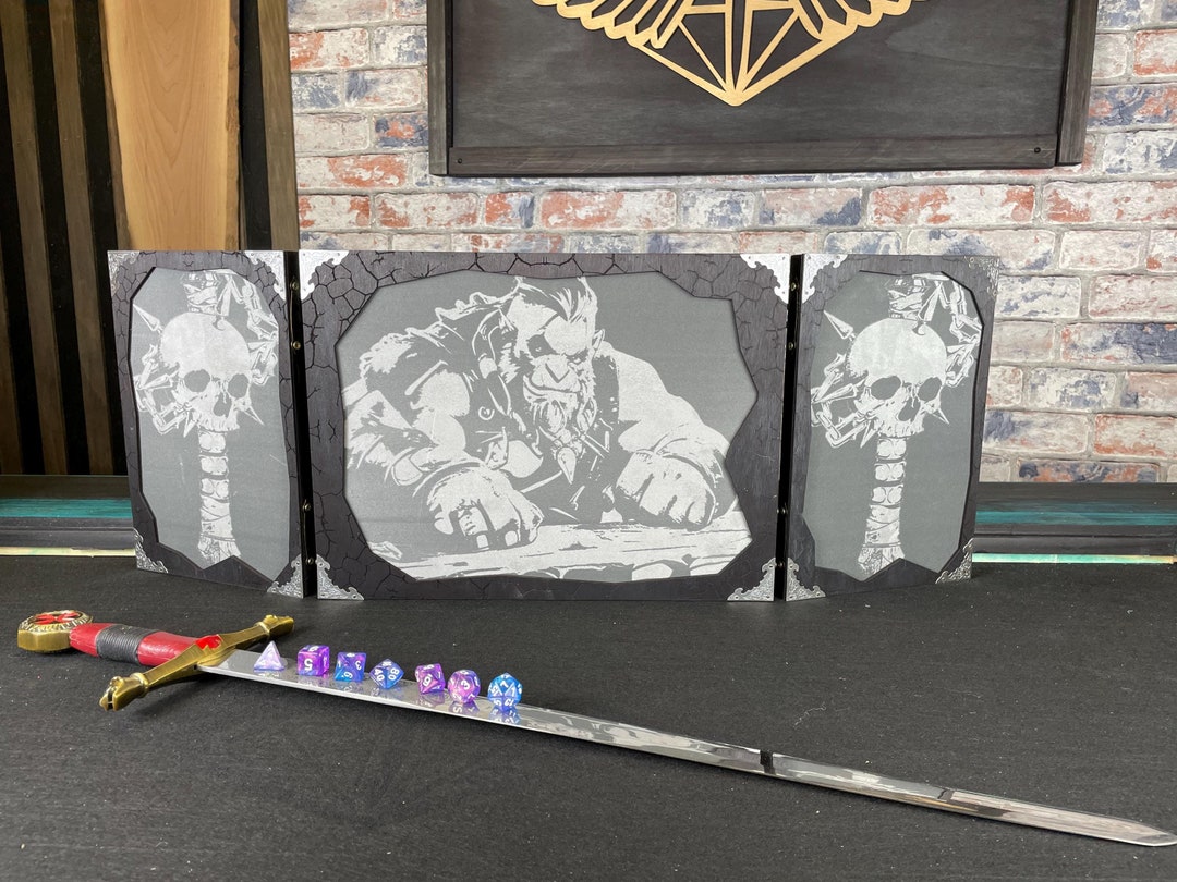Dungeon Master Screen, DM Screen, Orc Design Engraved Felt Front for ...