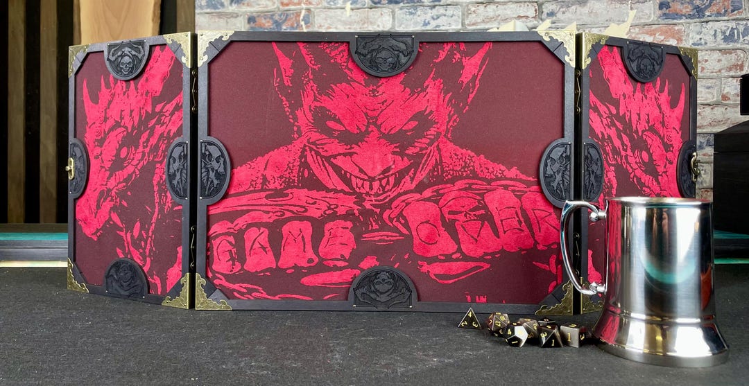 Dungeon Master Screen, DM Screen, Dragon Design Engraved Felt Front for ...