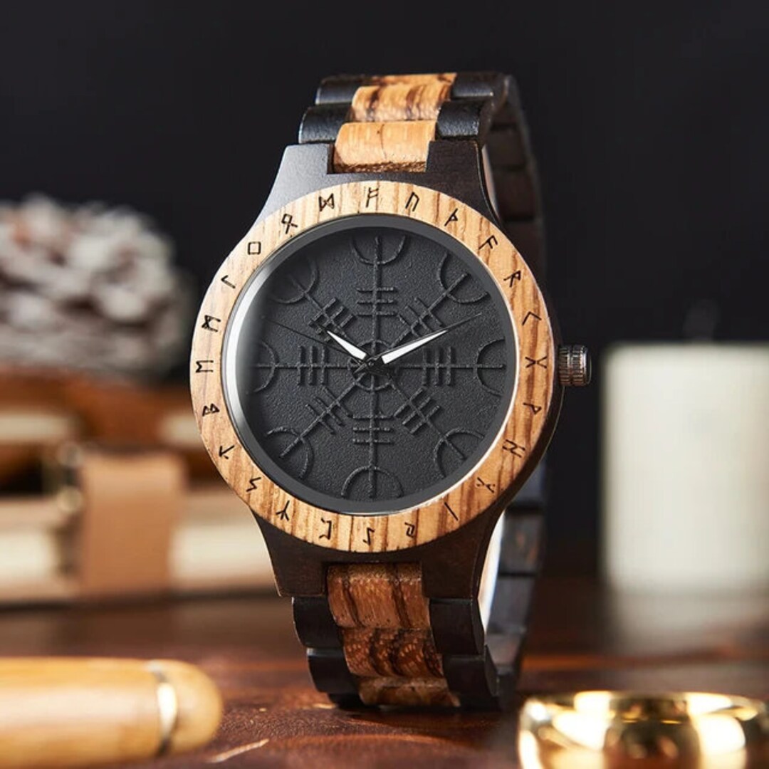 Norse Viking Style Wooden Watch Personalised Viking Watch Viking Gift ...