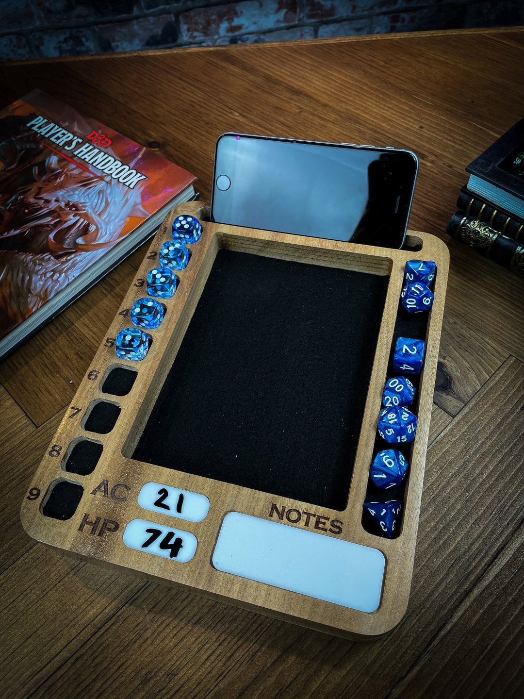 Solid Wood Roll Tray and Player Organizer | Dice Tray and Spell Slot ...