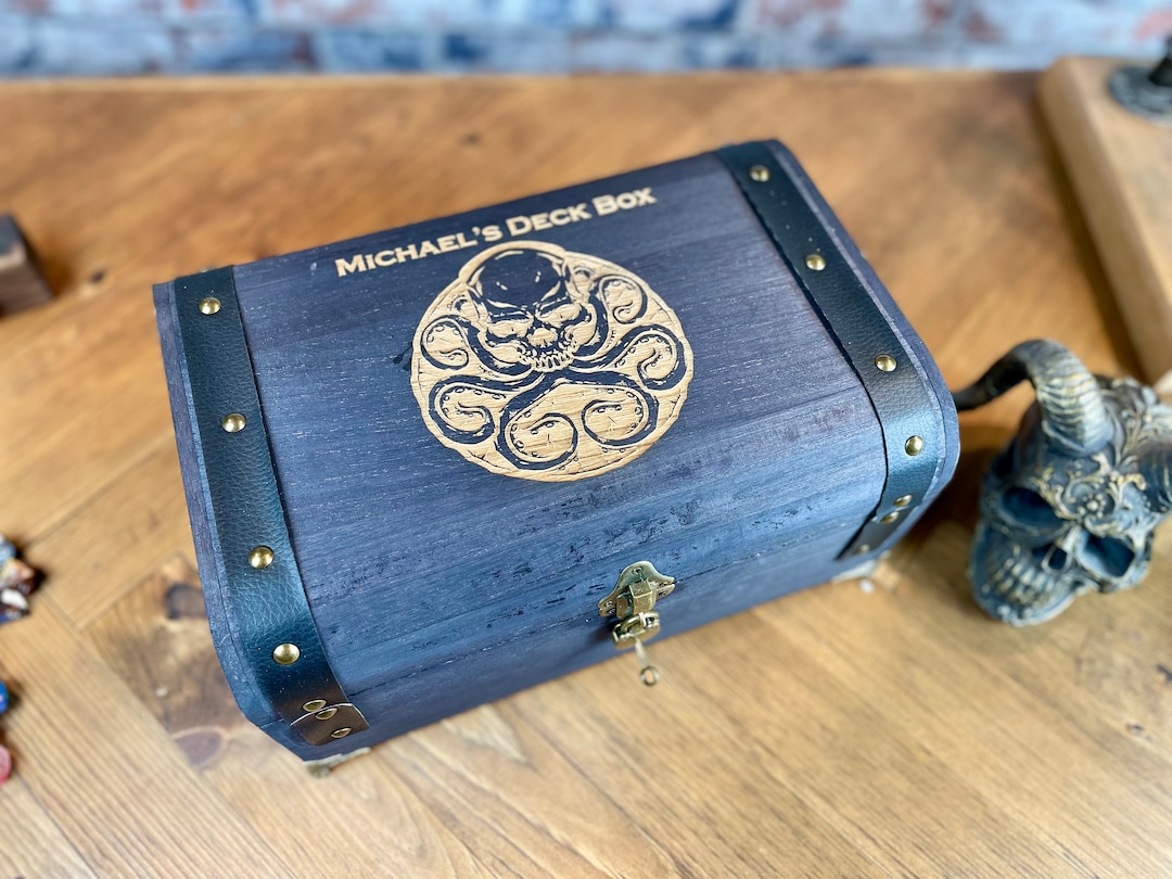 Large Wooden Deck and Storage Box | Personalised Trading Card Box ...